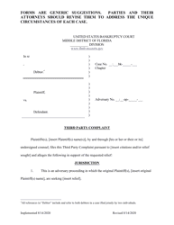 Florida Third Party Complaint - Fill Out, Sign Online and Download PDF ...
