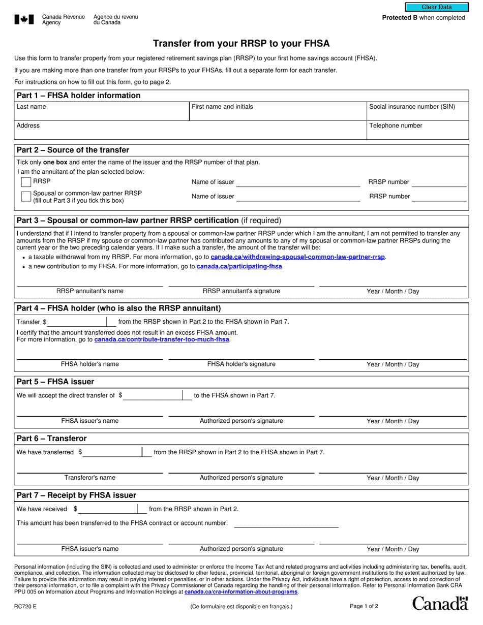 Form RC720 - Fill Out, Sign Online and Download Fillable PDF, Canada ...