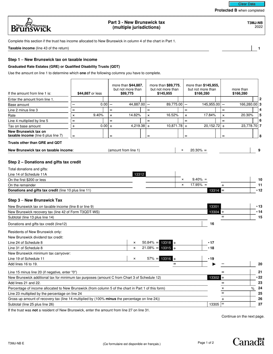 Form T3MJ-NB Part 3 - 2022 - Fill Out, Sign Online and Download ...