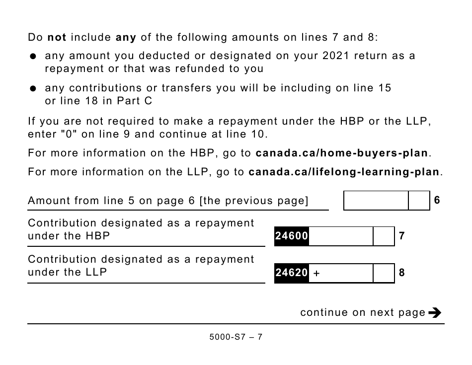 Form 5000-S7 Schedule 7 - 2022 - Fill Out, Sign Online and Download Printable PDF, Canada ...