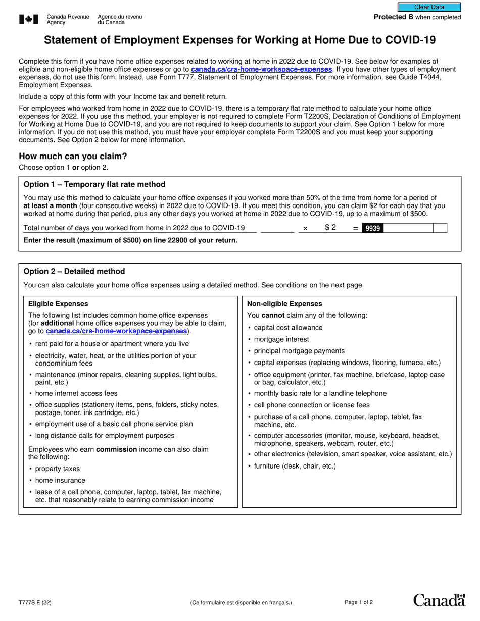 Form T777S Download Fillable PDF or Fill Online Statement of Employment ...