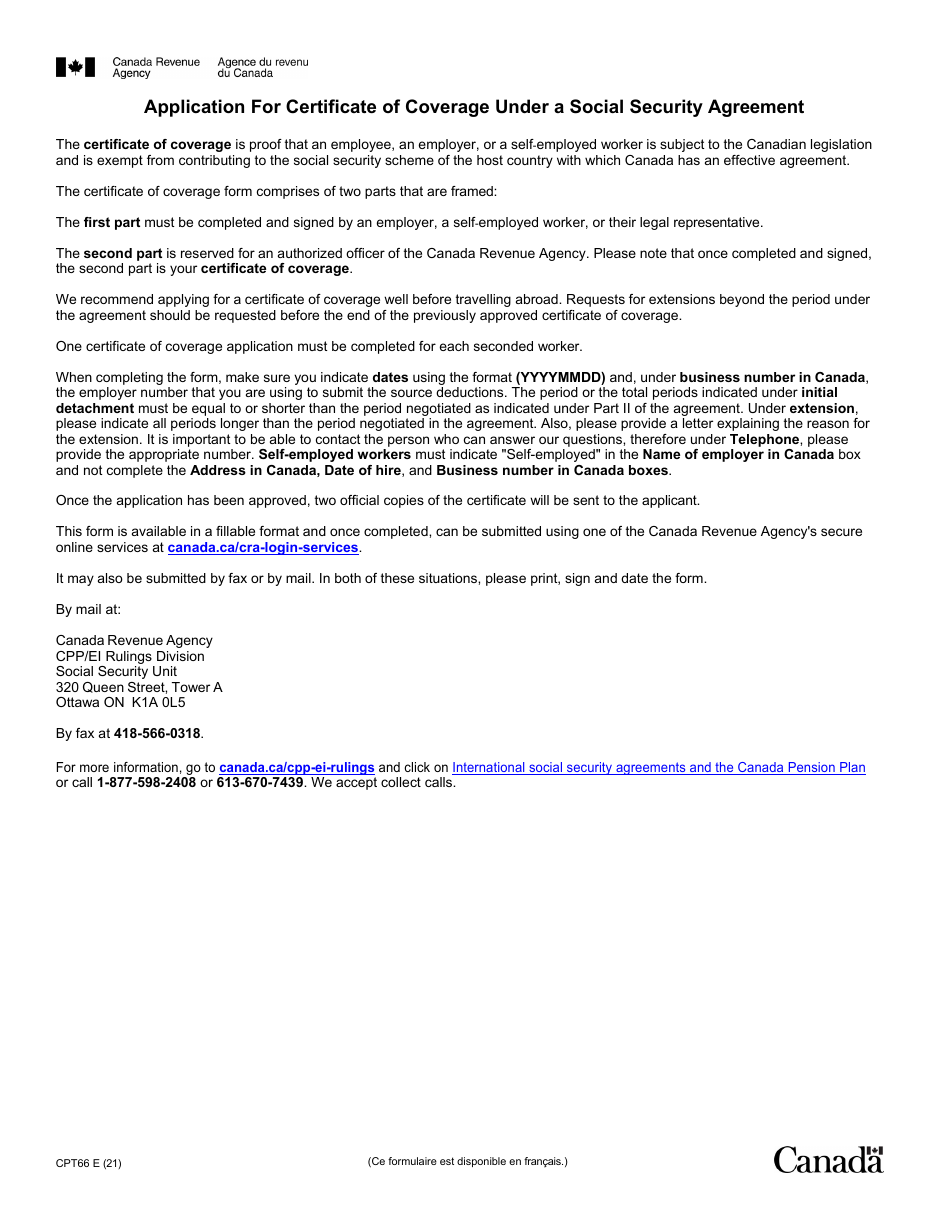 Form CPT66 - Fill Out, Sign Online and Download Fillable PDF, Canada ...