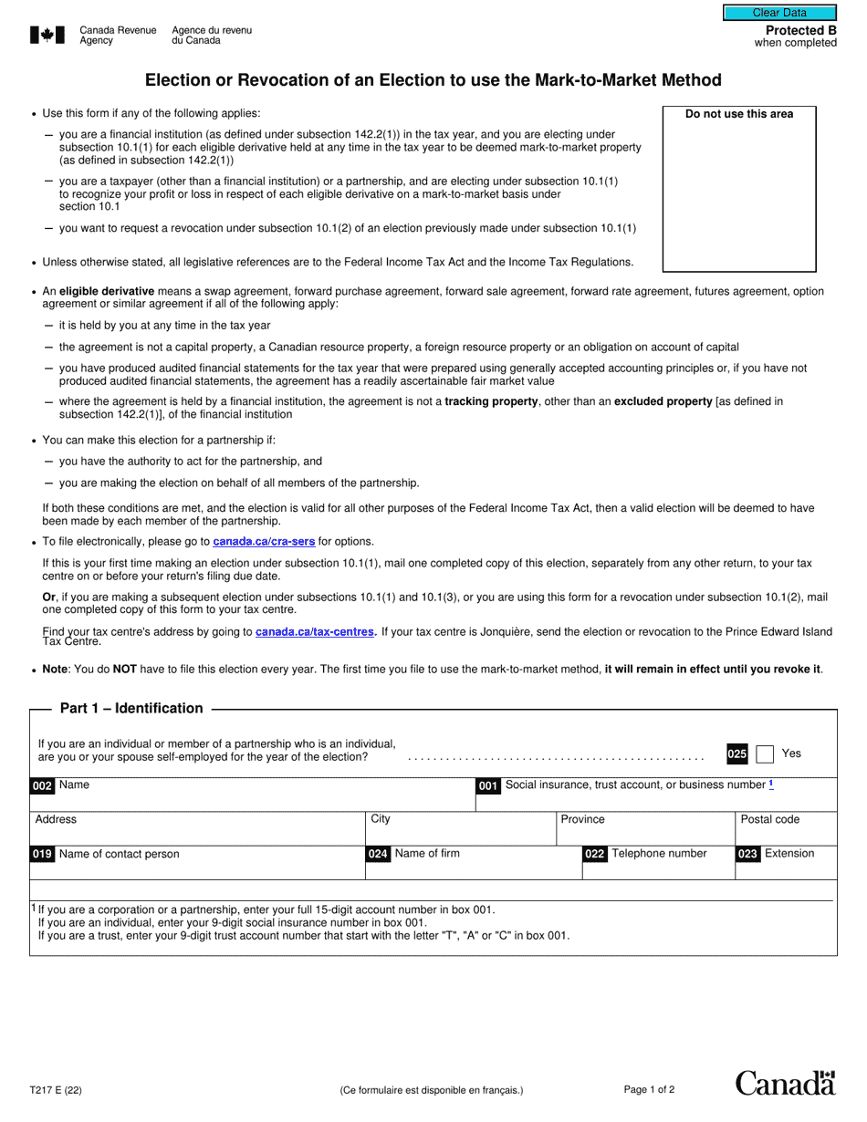 Form T217 Download Fillable PDF or Fill Online Election or Revocation ...