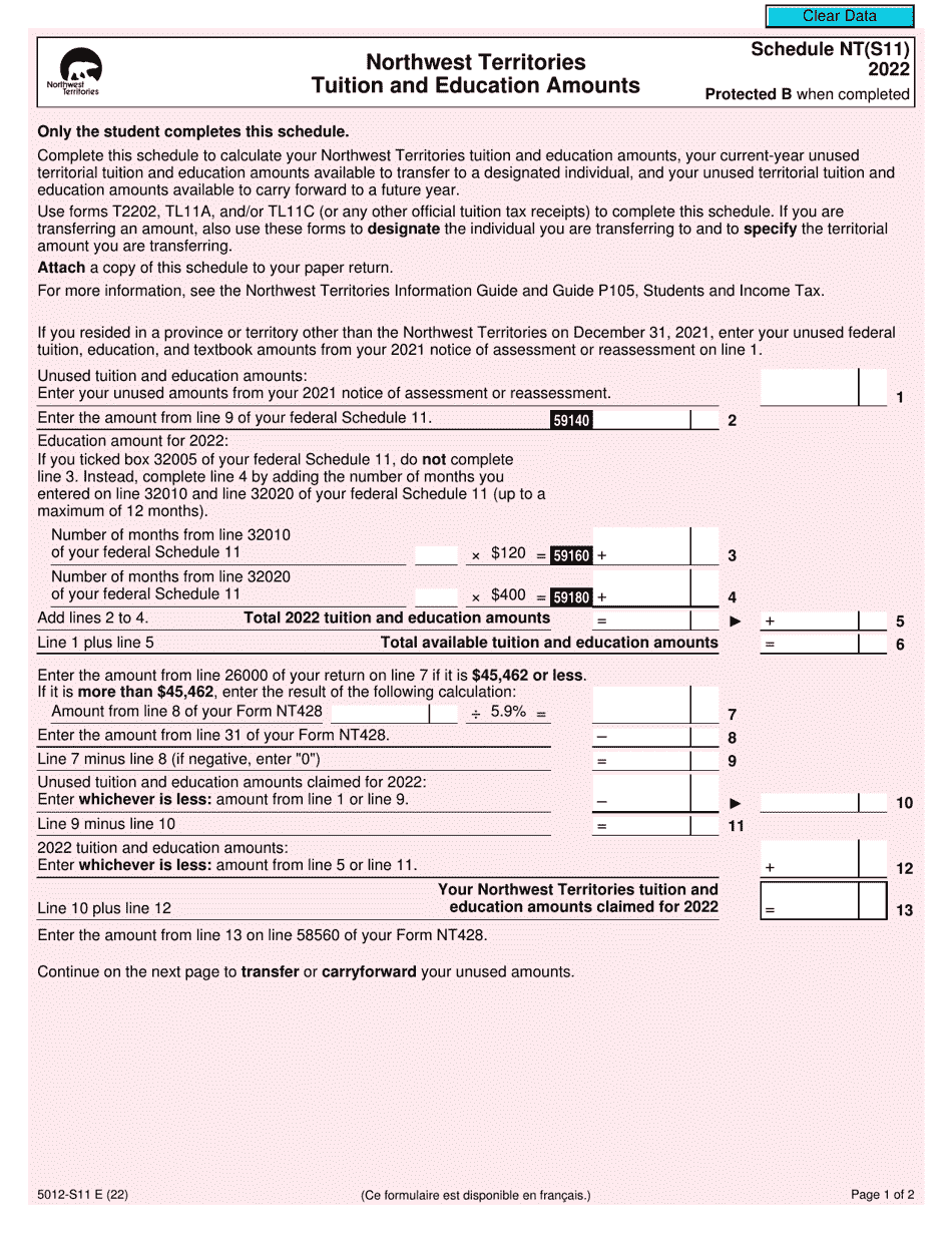 Form 5012-S11 Schedule NT(S11) - 2022 - Fill Out, Sign Online and ...