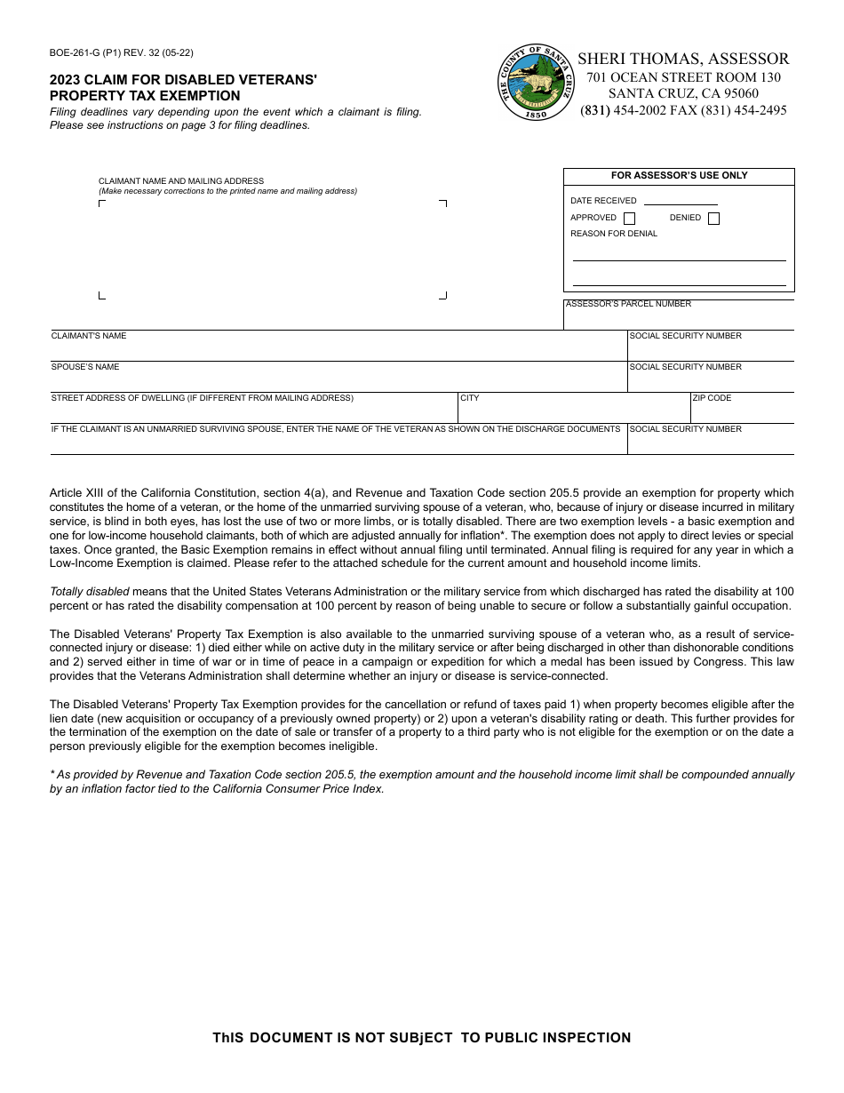 Form BOE-261-G - 2023 - Fill Out, Sign Online and Download Fillable PDF ...