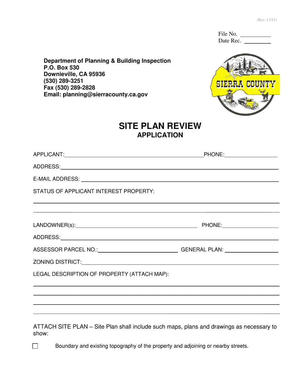 Sierra County, California Site Plan Review Application - Fill Out, Sign ...