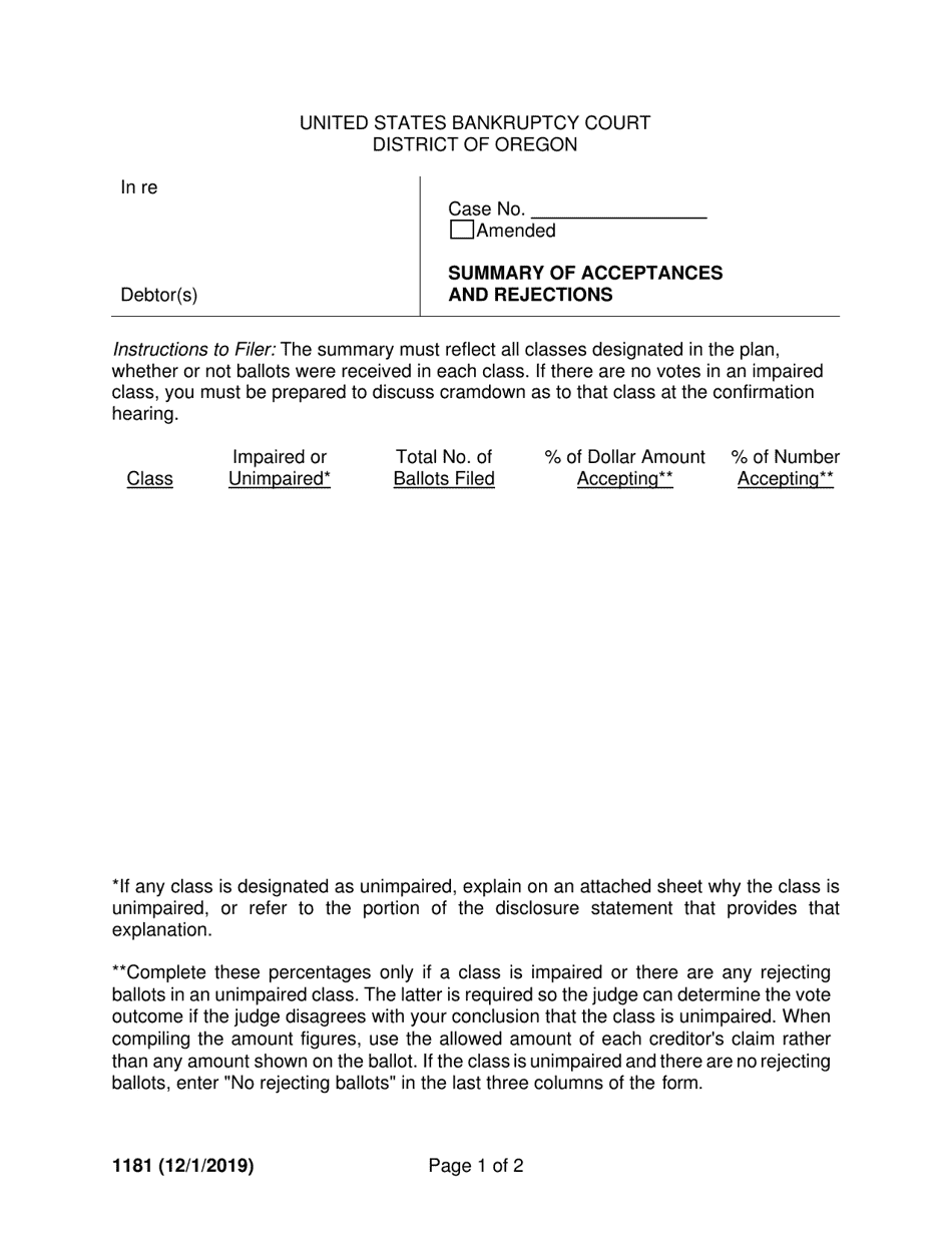 Form 1181 - Fill Out, Sign Online and Download Fillable PDF, Oregon ...