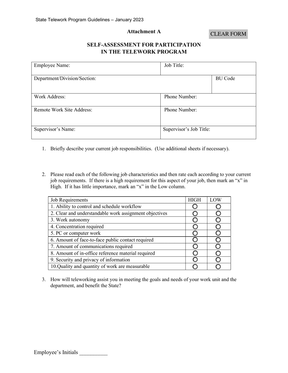 Hawaii Self-assessment for Participation in the Telework Program - Fill ...