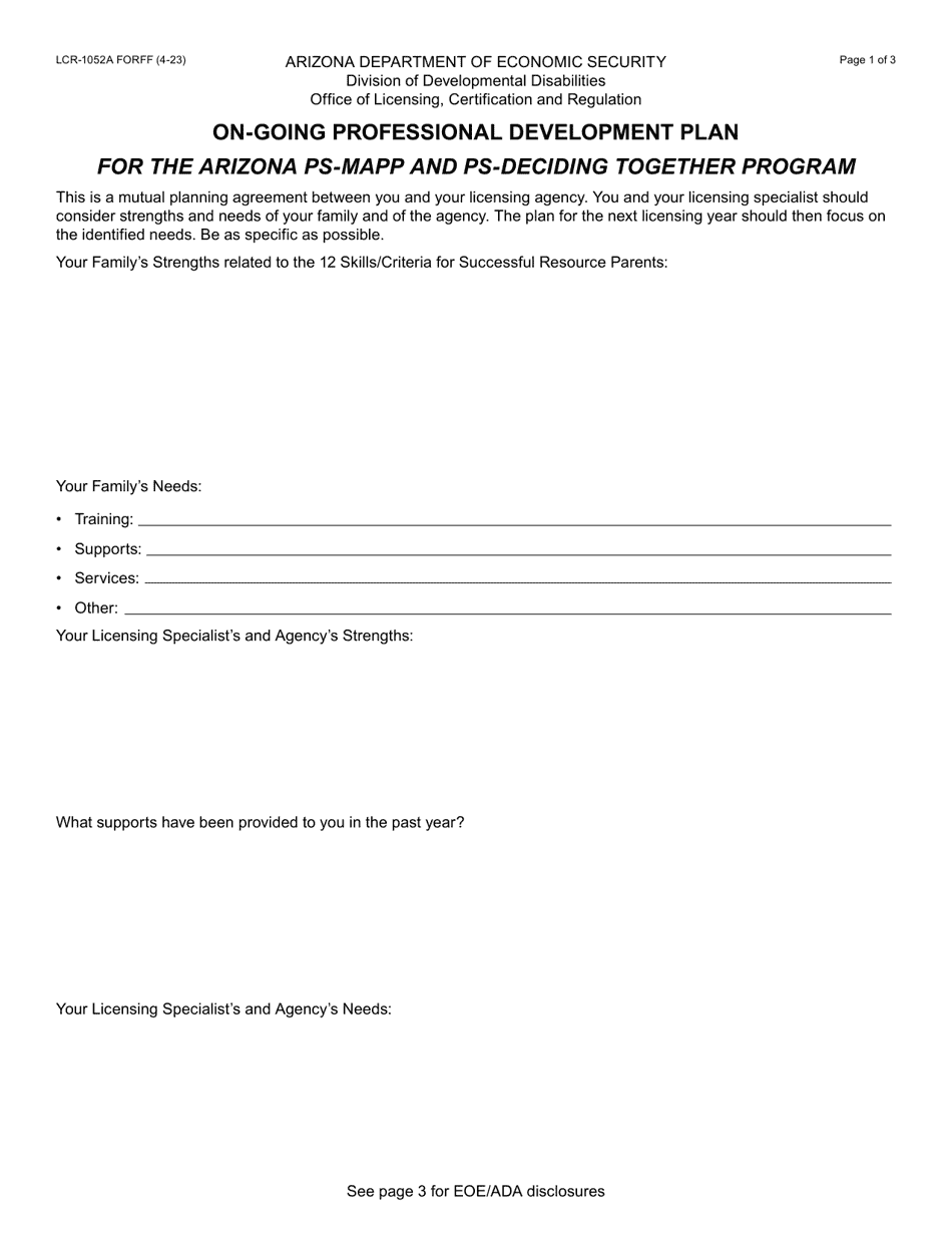 Form LCR-1052A - Fill Out, Sign Online and Download Fillable PDF ...