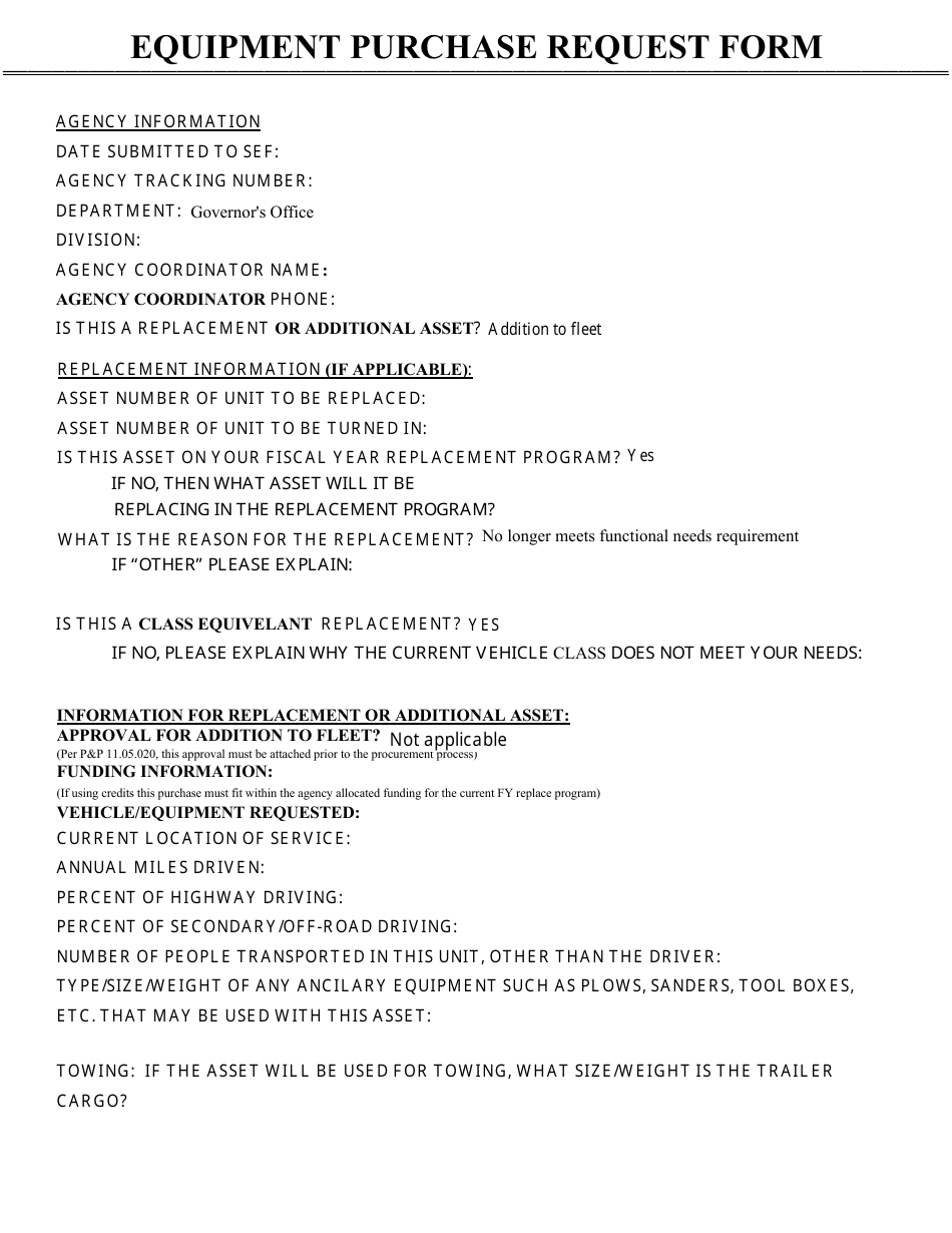 Alaska Equipment Purchase Request Form - Fill Out, Sign Online and ...