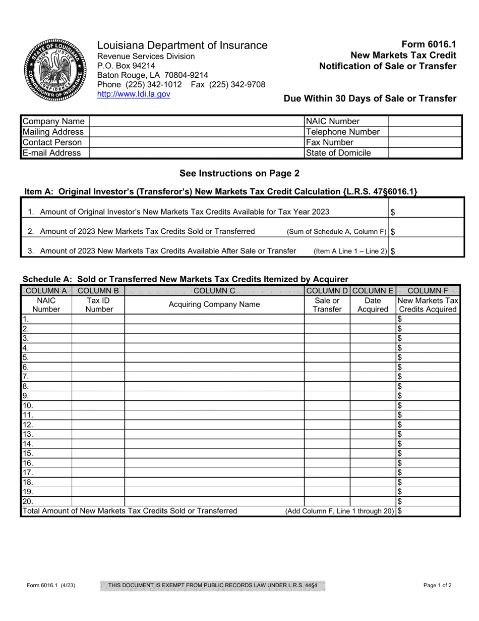 Form 6016.1 - Fill Out, Sign Online and Download Fillable PDF ...