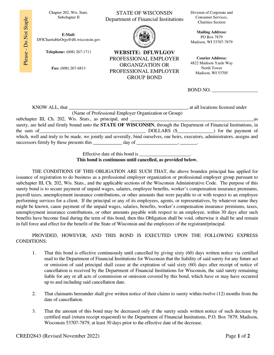 Form CRED2843 - Fill Out, Sign Online and Download Fillable PDF ...