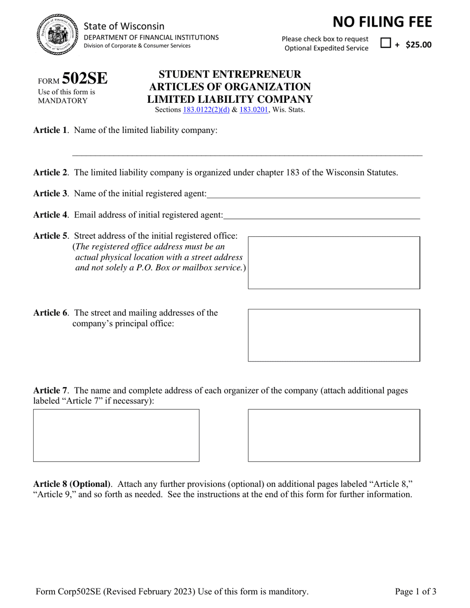 Form Corp502SE - Fill Out, Sign Online and Download Fillable PDF ...