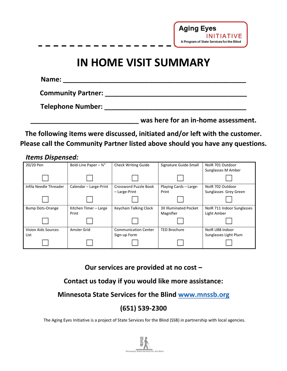 Minnesota In Home Visit Summary - Fill Out, Sign Online and Download ...
