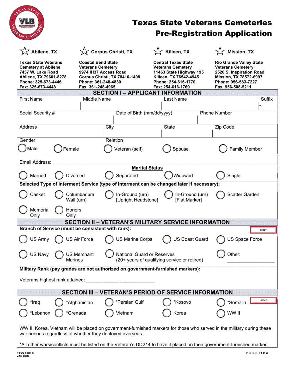 TSVC Form 5 - Fill Out, Sign Online and Download Fillable PDF, Texas ...