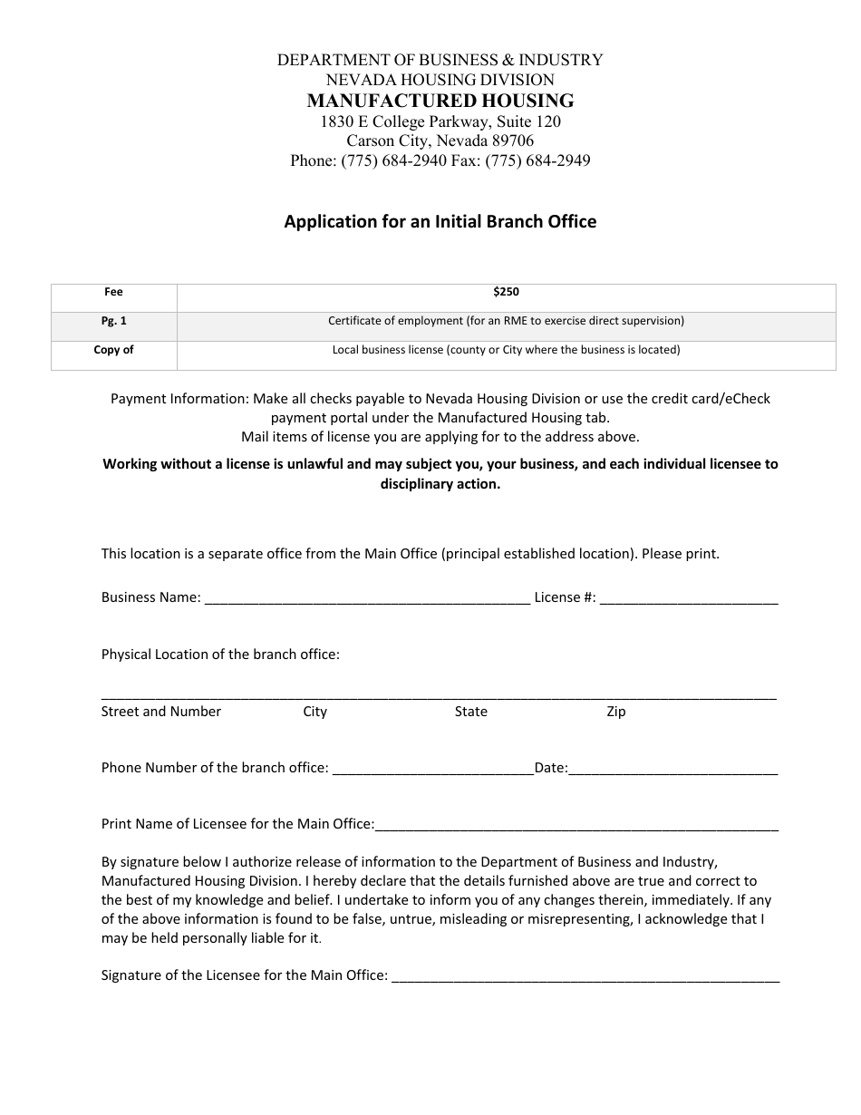 Form LIC-309 - Fill Out, Sign Online and Download Fillable PDF, Nevada ...