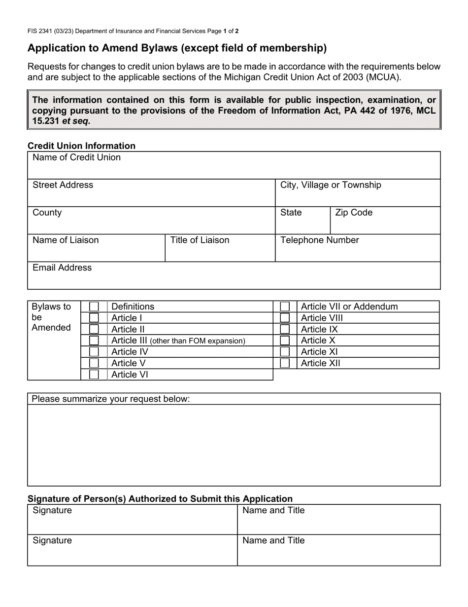Form FIS2341 - Fill Out, Sign Online and Download Fillable PDF ...