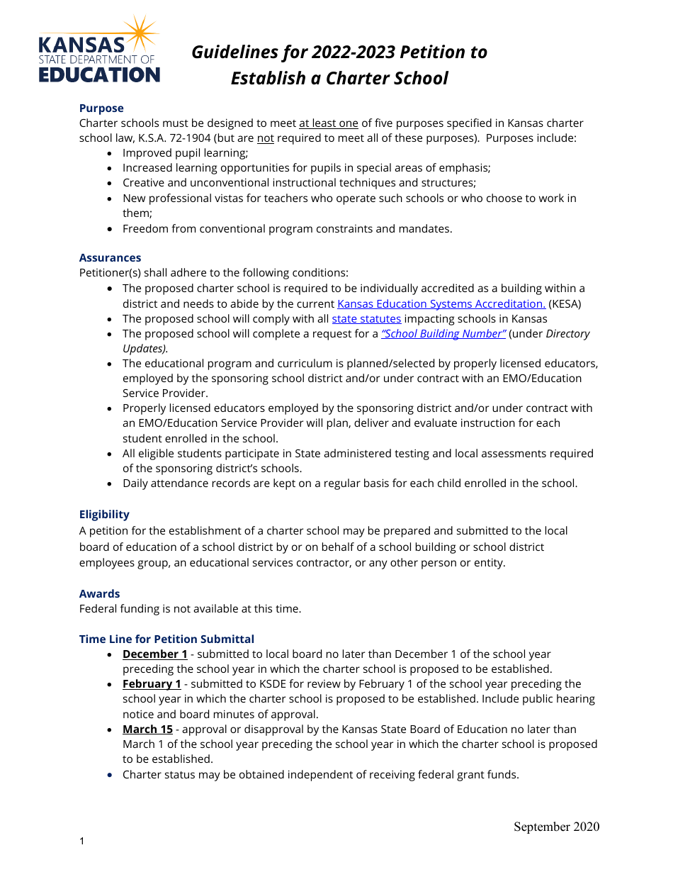 2023 Kansas Charter School Petition - Fill Out, Sign Online and ...