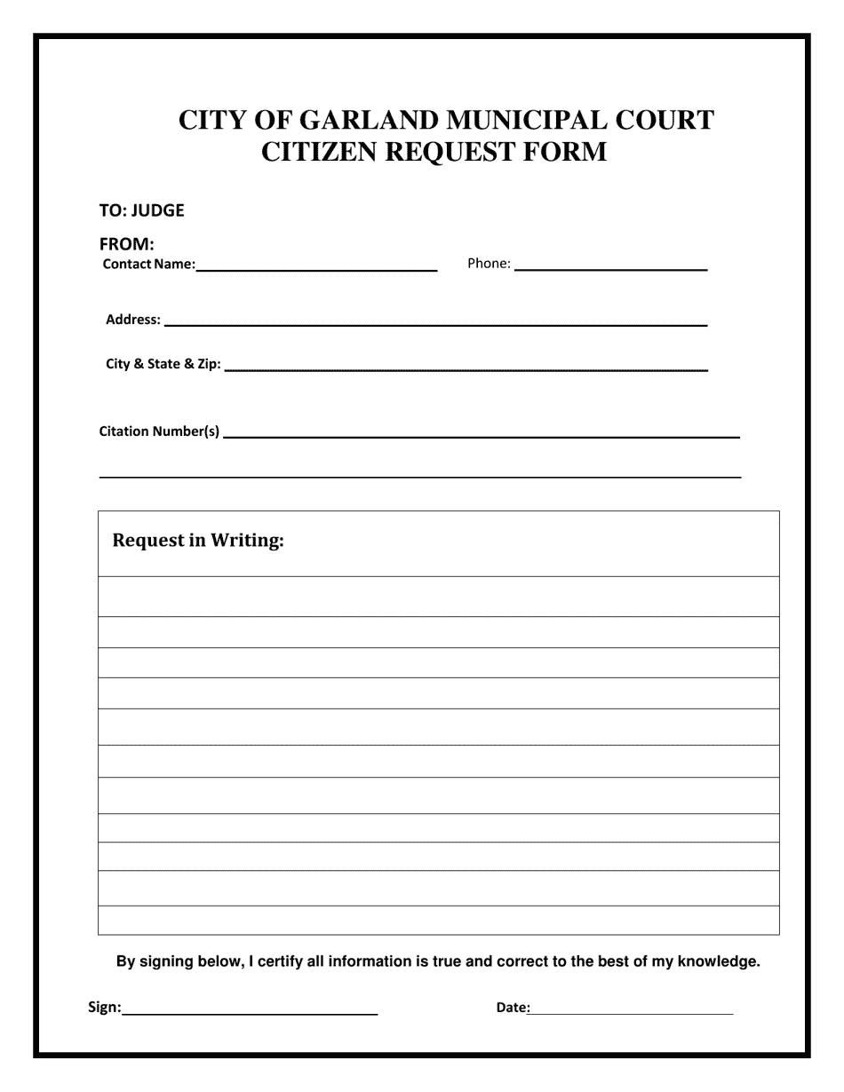 City of Garland, Texas Citizen Request Form - Fill Out, Sign Online and ...