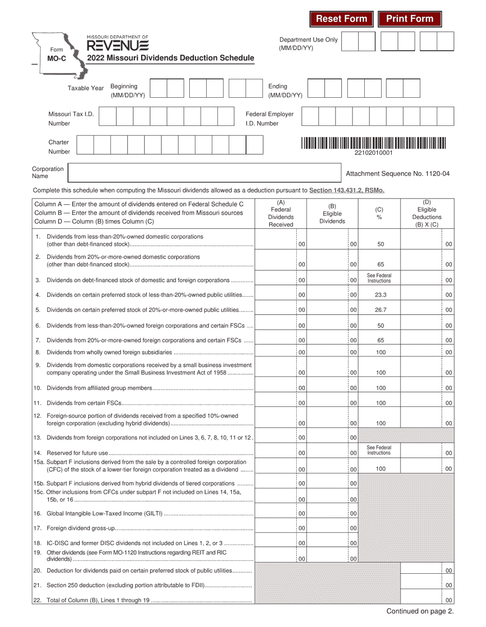 Form MO-C - 2022 - Fill Out, Sign Online and Download Fillable PDF ...