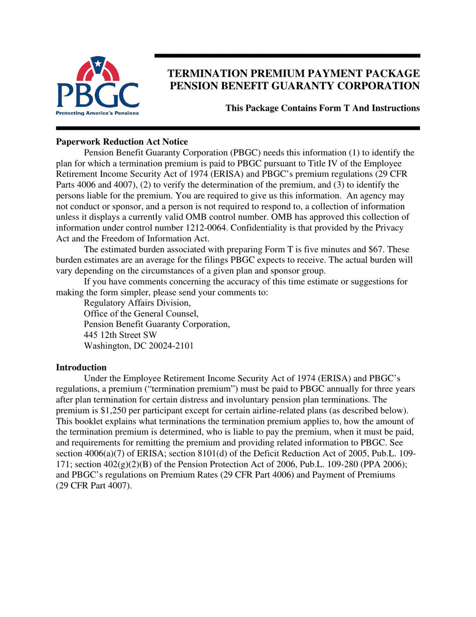 PBGC Form T - Fill Out, Sign Online and Download Printable PDF ...