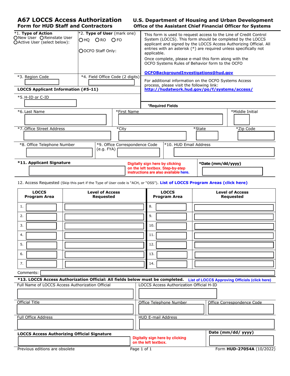 Form HUD-27054A - Fill Out, Sign Online and Download Fillable PDF ...