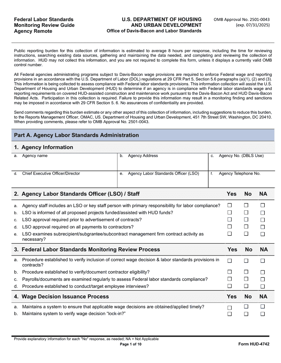 Form HUD-4742 - Fill Out, Sign Online and Download Fillable PDF ...