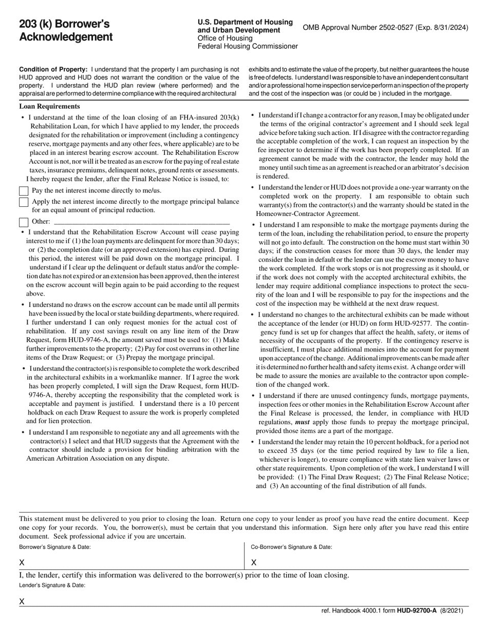 Form HUD-92700-A - Fill Out, Sign Online and Download Fillable PDF ...