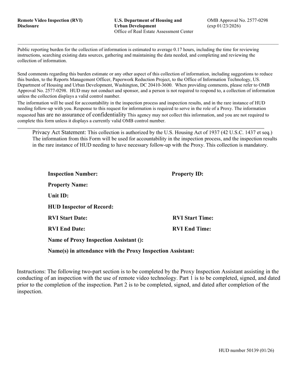 Form HUD-50139 - Fill Out, Sign Online and Download Fillable PDF ...