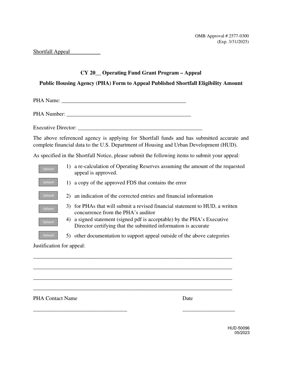 Form HUD-50096 - Fill Out, Sign Online and Download Fillable PDF ...