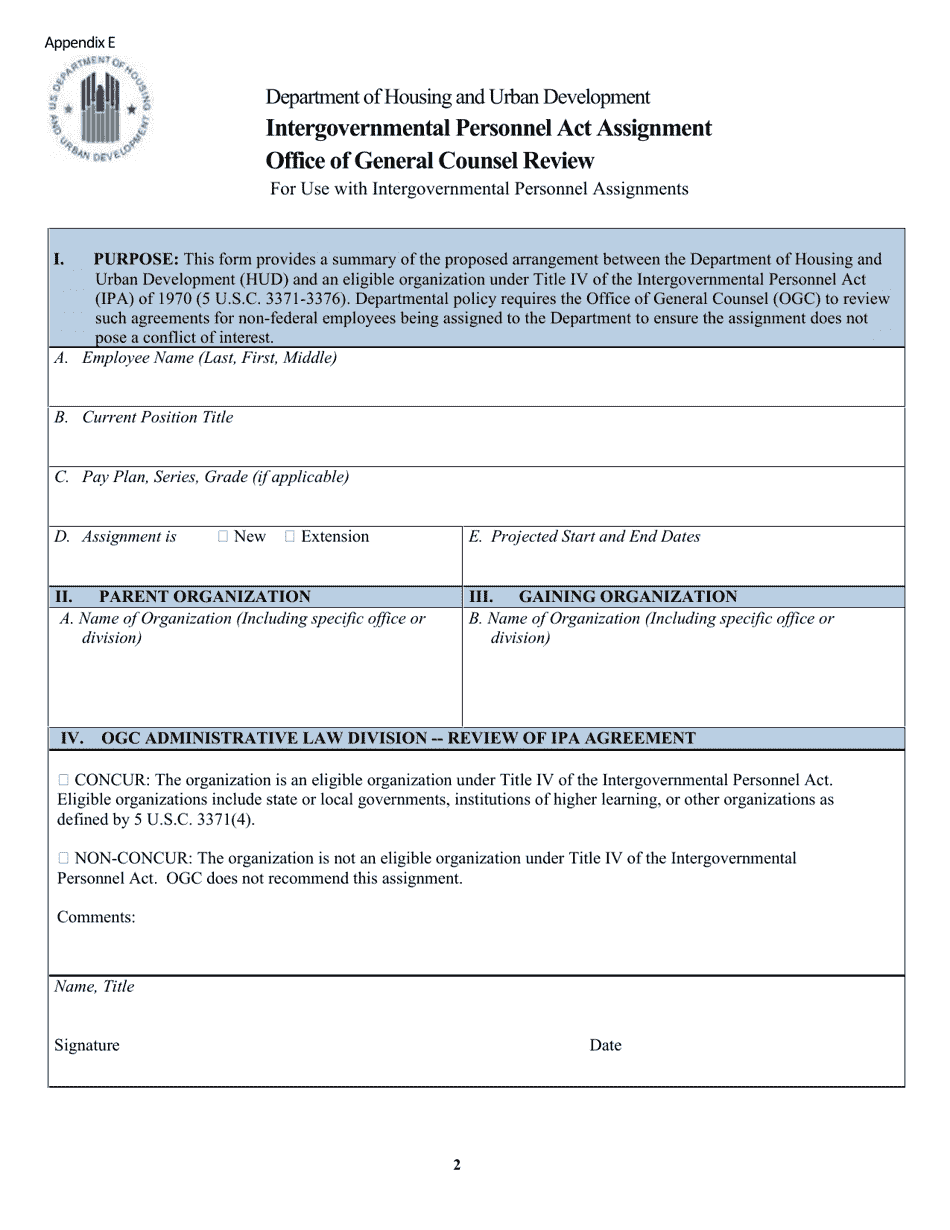 Form HUD-734 Appendix E - Fill Out, Sign Online and Download Fillable PDF | Templateroller