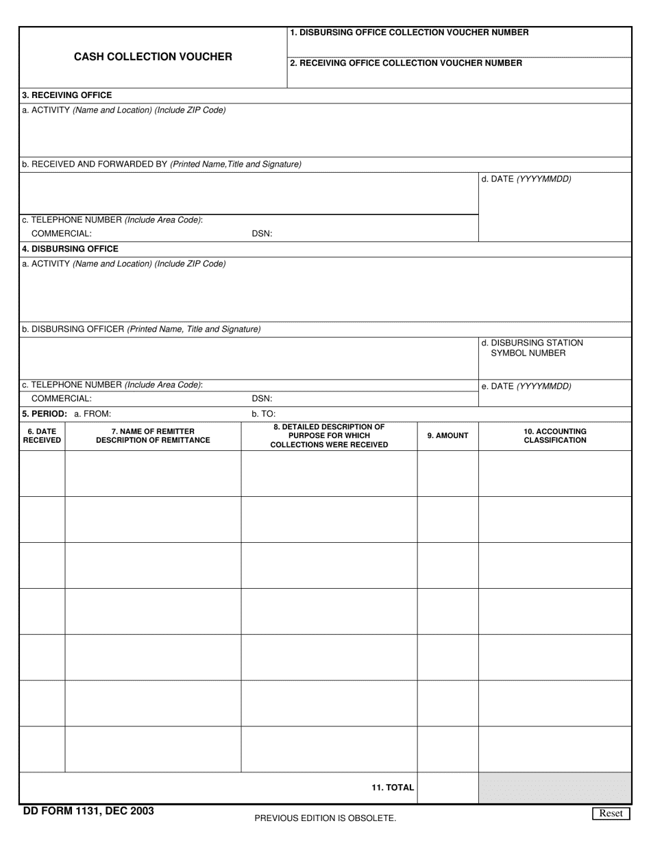 DD Form 1131 - Fill Out, Sign Online and Download Fillable PDF ...