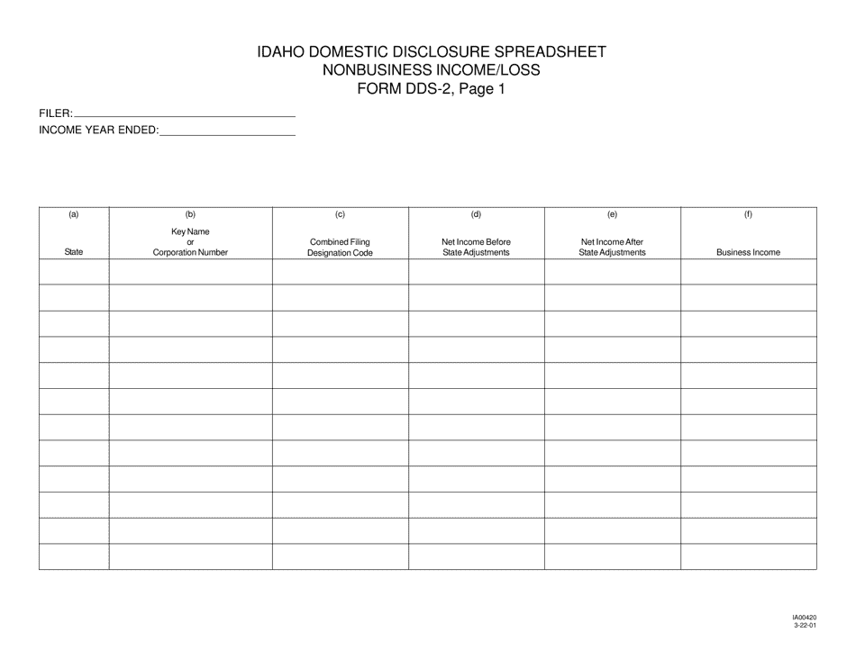 Form DDS-2 - Fill Out, Sign Online and Download Printable PDF, Idaho ...
