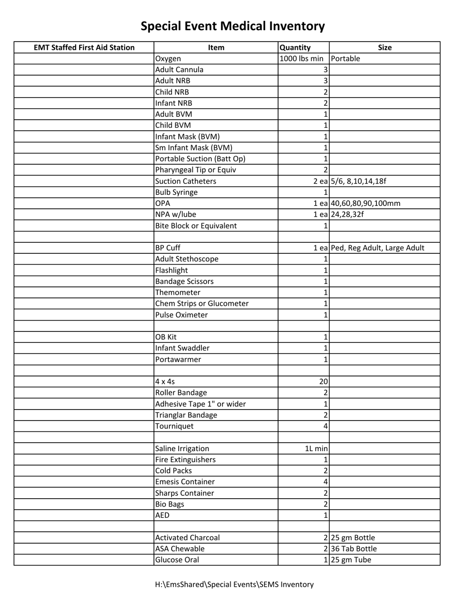 Nevada Special Event Medical Inventory - Fill Out, Sign Online and ...