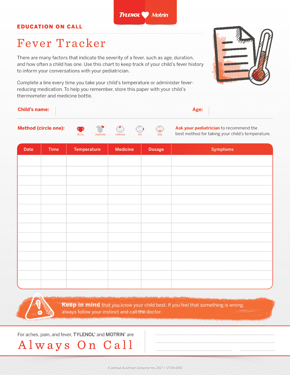 Fever Tracker Chart - Johnson & Johnson Download Printable PDF ...