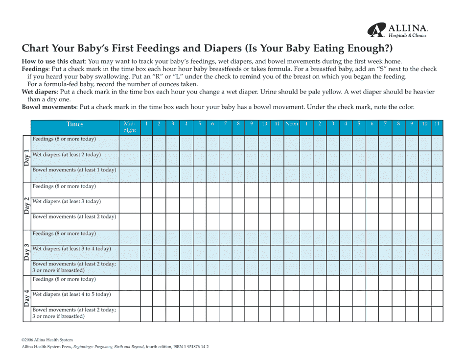 Baby's First Feedings and Diapers Chart - Allina Health System Download ...