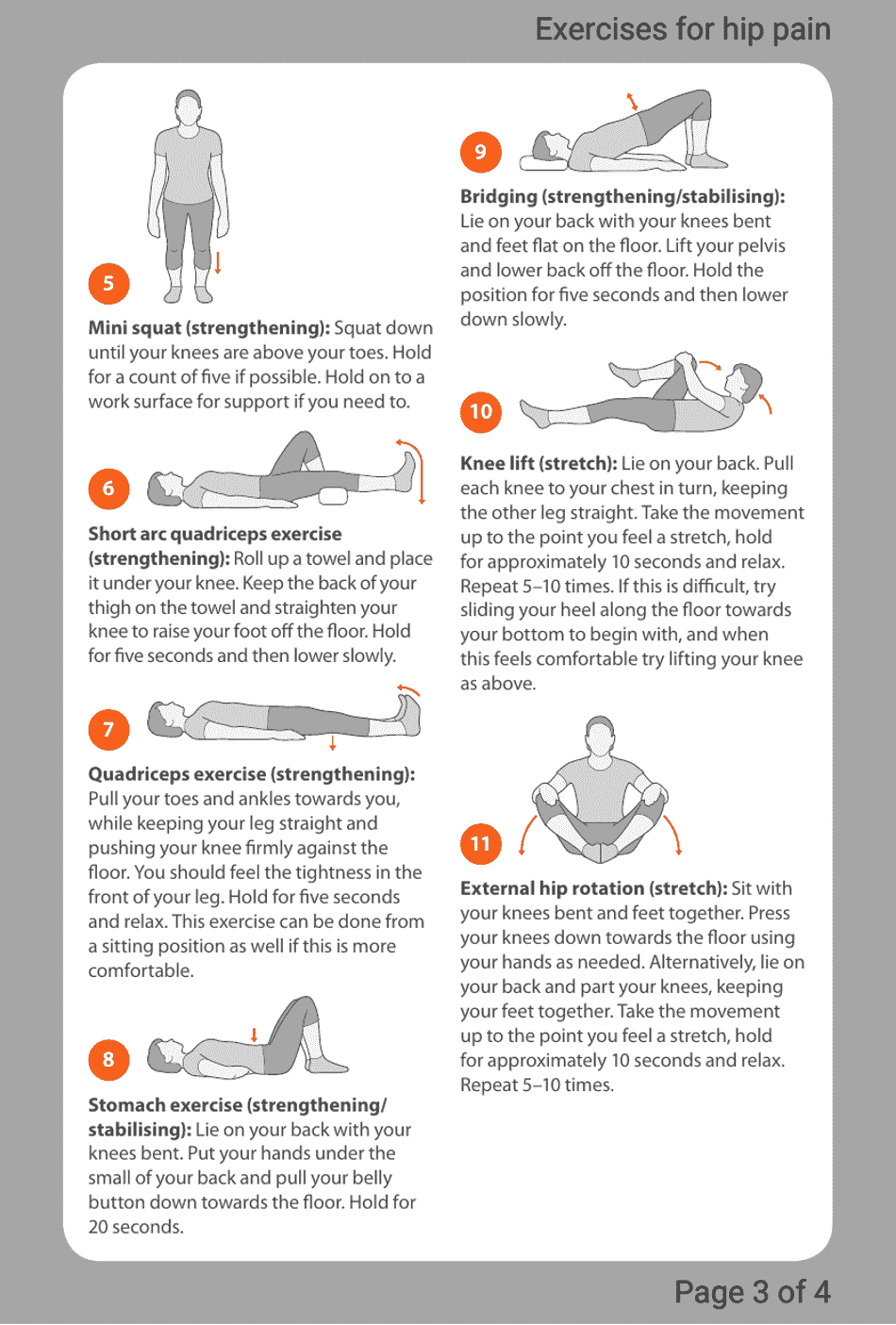 Hip Pain Exercise Sheet Download Printable PDF | Templateroller