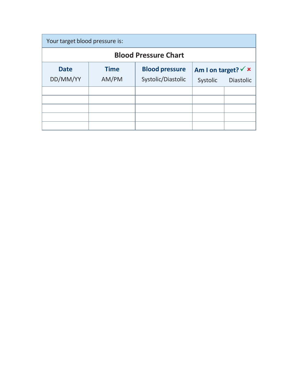 Blood Pressure Chart - Blue Download Printable PDF | Templateroller