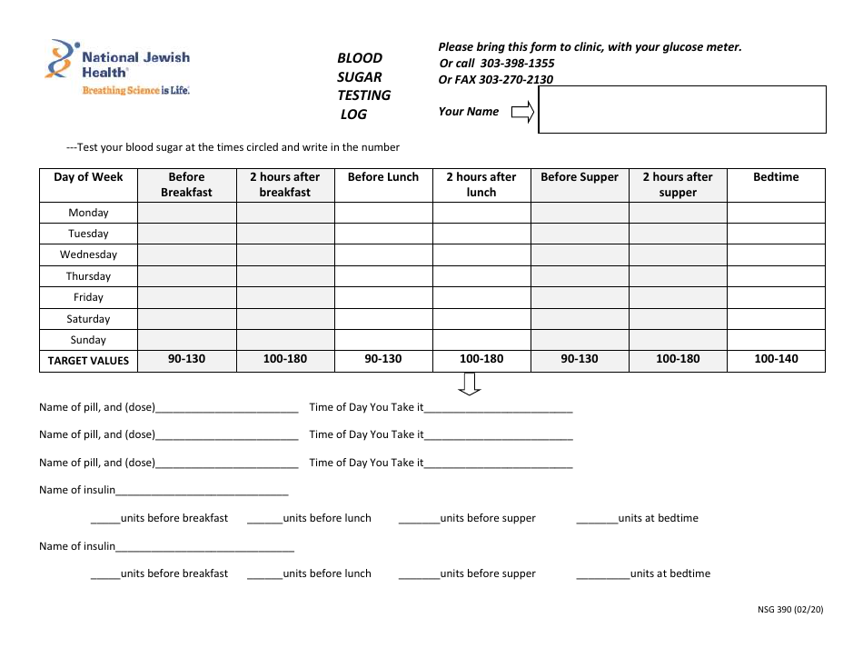 Blood Sugar Testing Log Download Printable PDF | Templateroller