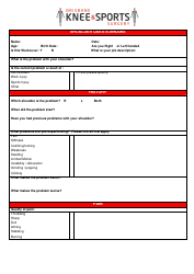 Shoulder Questionnaire - Fill Out, Sign Online and Download PDF ...