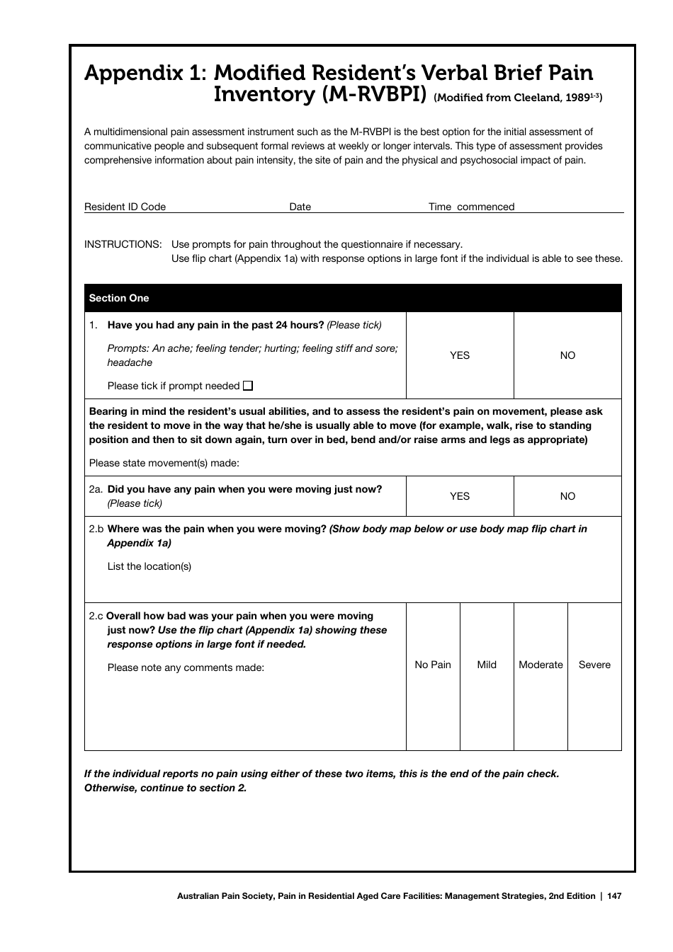 Modified Resident's Verbal Brief Pain Inventory (M-Rvbpi) Download ...