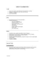 Wrist Examination Checklist Download Printable PDF | Templateroller
