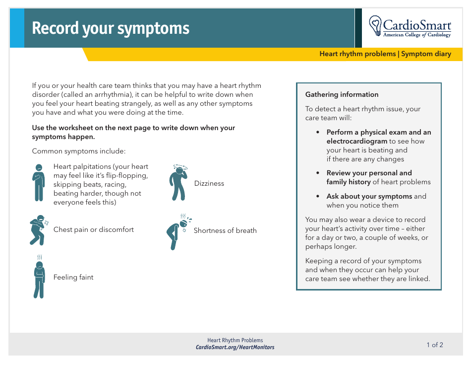 Symptom Diary Download Printable PDF | Templateroller