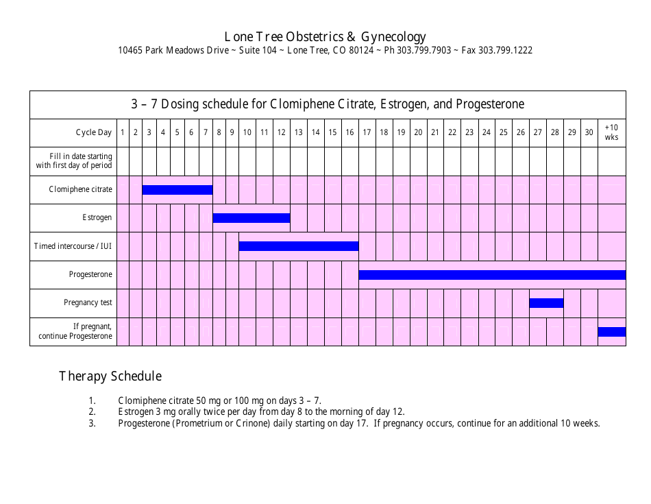 3-7 Dosing Schedule for Clomiphene Citrate, Estrogen, and Progesterone ...