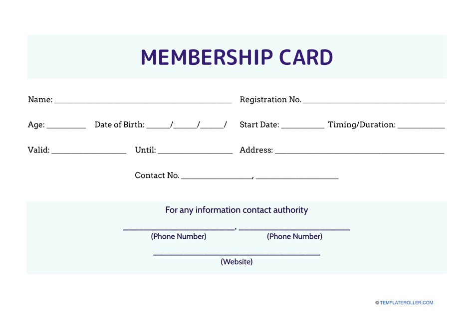 Membership Card Template Download Printable PDF | Templateroller