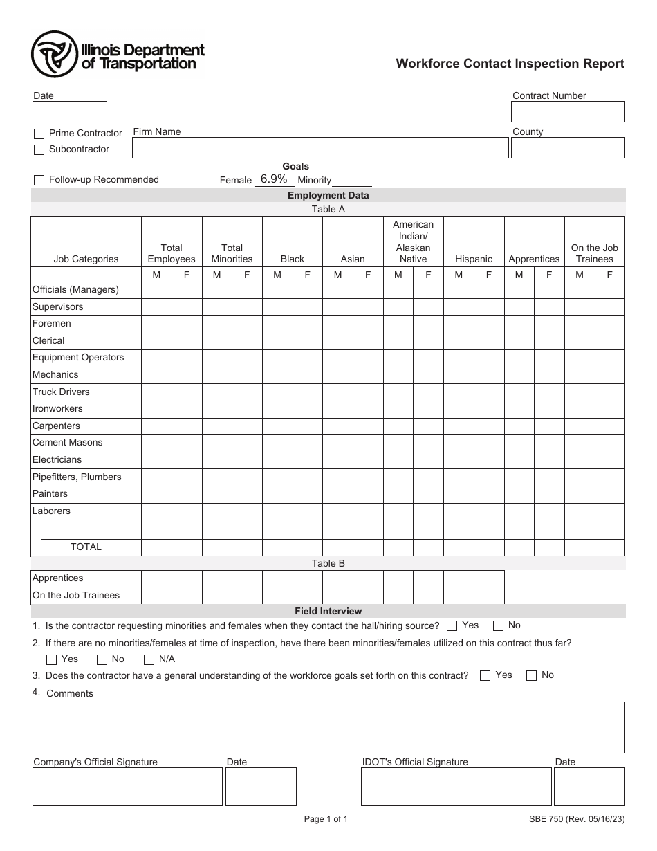 Form SBE750 - Fill Out, Sign Online and Download Fillable PDF, Illinois ...