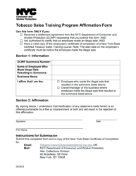 New York City Tobacco Sales Training Program Affirmation Form - Fill ...
