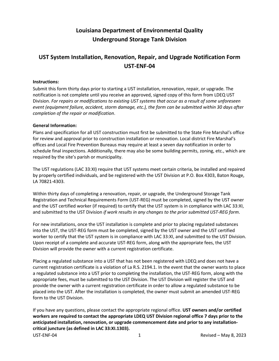 Form UST-ENF-04 - Fill Out, Sign Online and Download Printable PDF ...