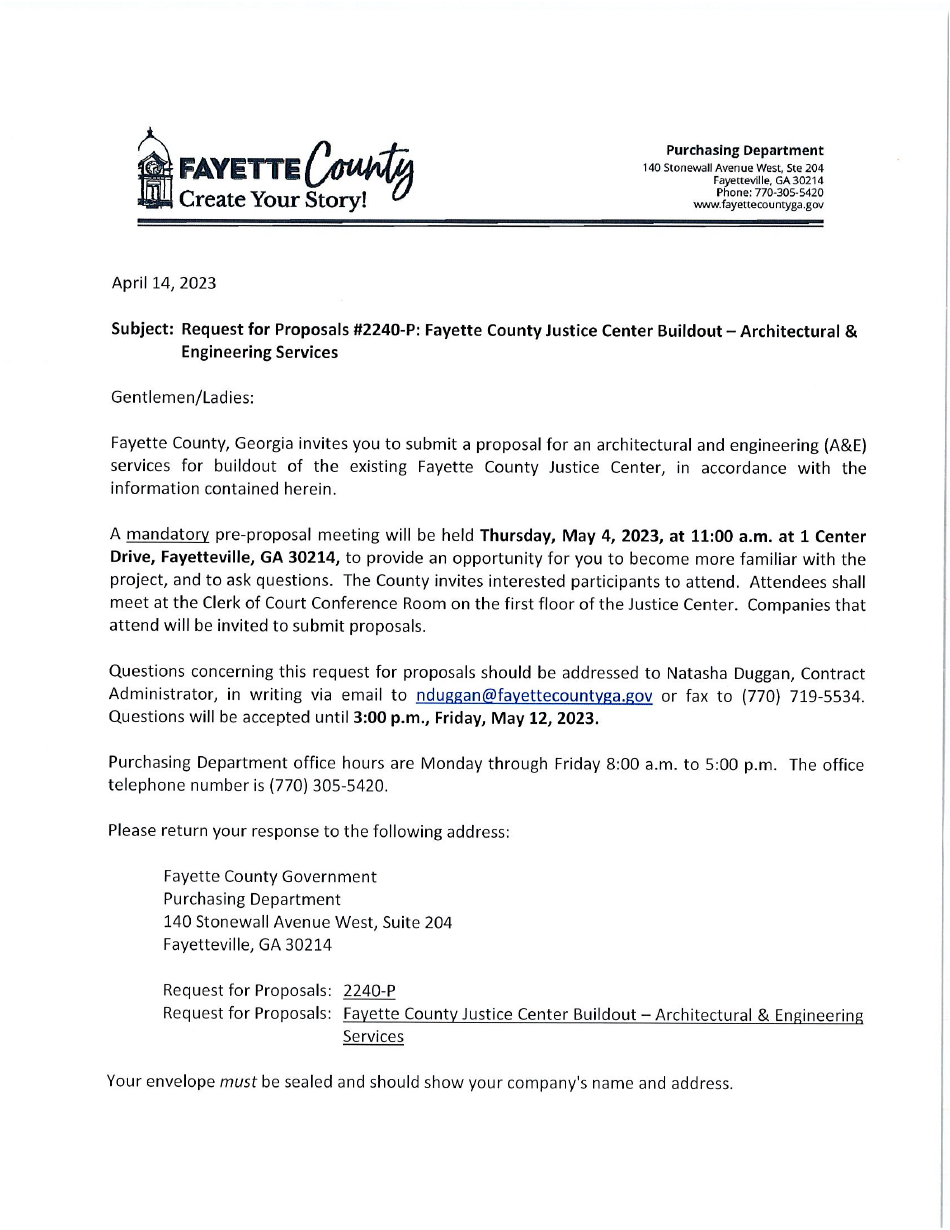 2023 Fayette County, Georgia (United States) Request for Proposals 2240 ...
