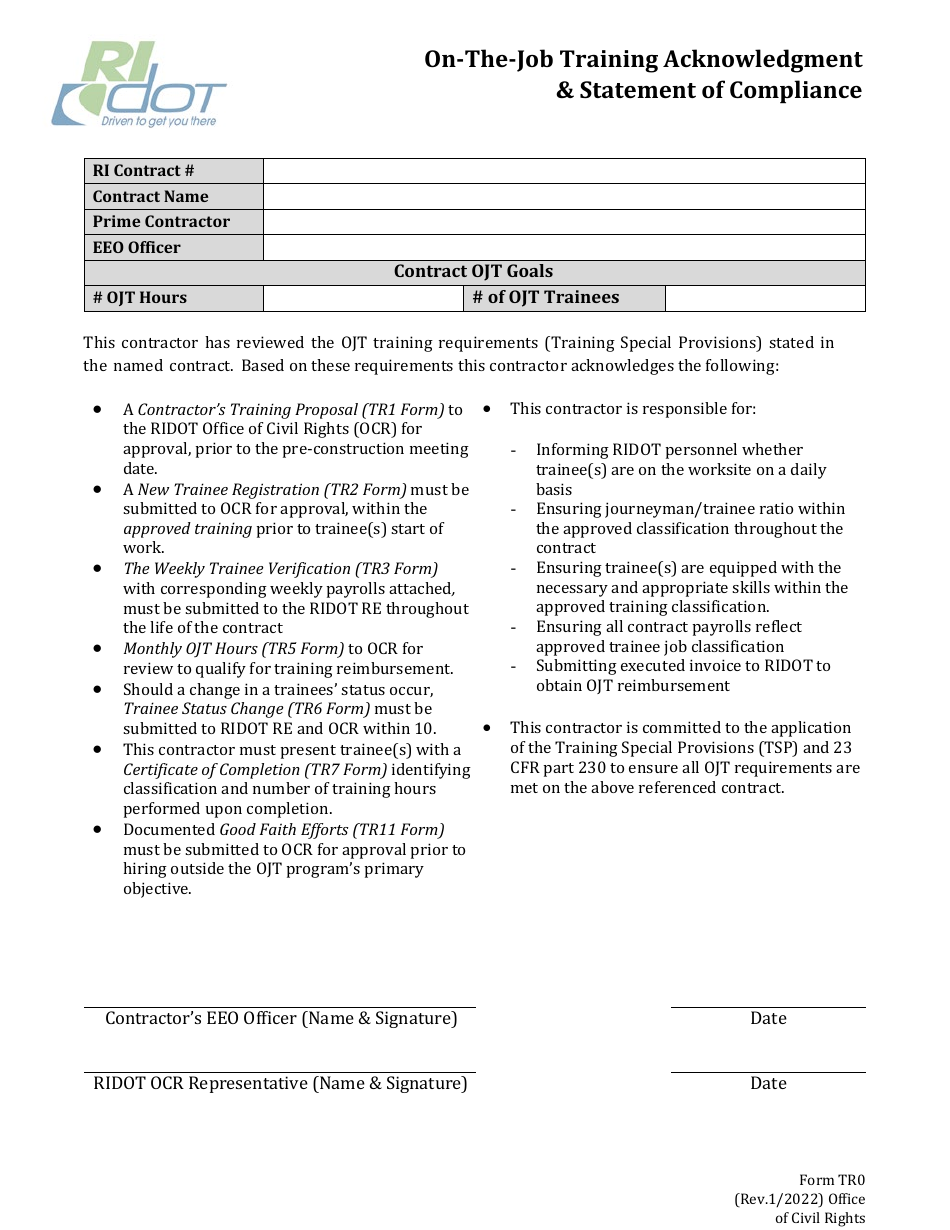 Form TR0 - Fill Out, Sign Online and Download Fillable PDF, Rhode ...